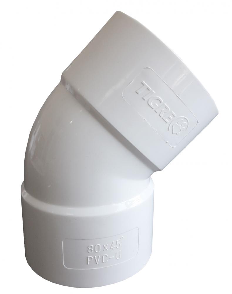Codo 45° M-H Para Tubo Bajada Universal 80Mm Blanco Tigre