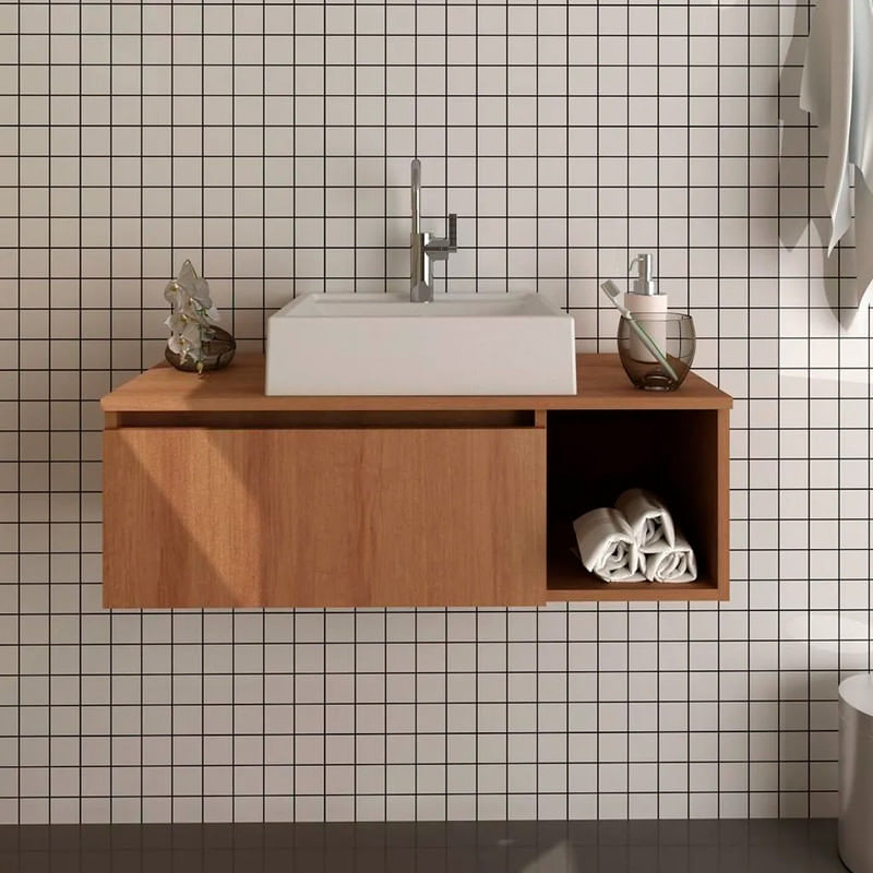 Mueble Para Vanitorio Mural Con 1 Puerta Almendra Bn3601 Tecnomobili