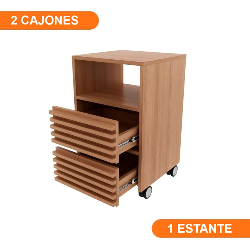 Gabinete Con 3 Cajones Y Ruedas Almendra Me4175 Tecnomobili