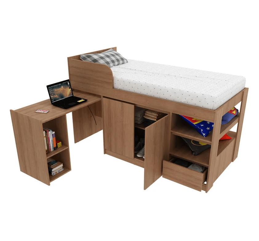 Cama Multifuncional Con Escritorio 1 Plaza Almendra Tecnomobili