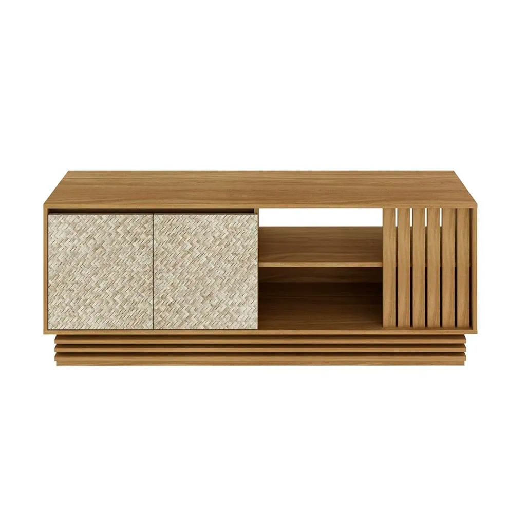 Rack Tv + Panel 65" Almendra/Rattan Tecnomobili