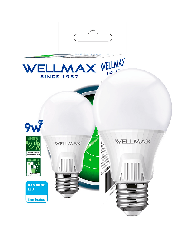 Ampolleta Led 9W Con Sensor A60 Wellmax