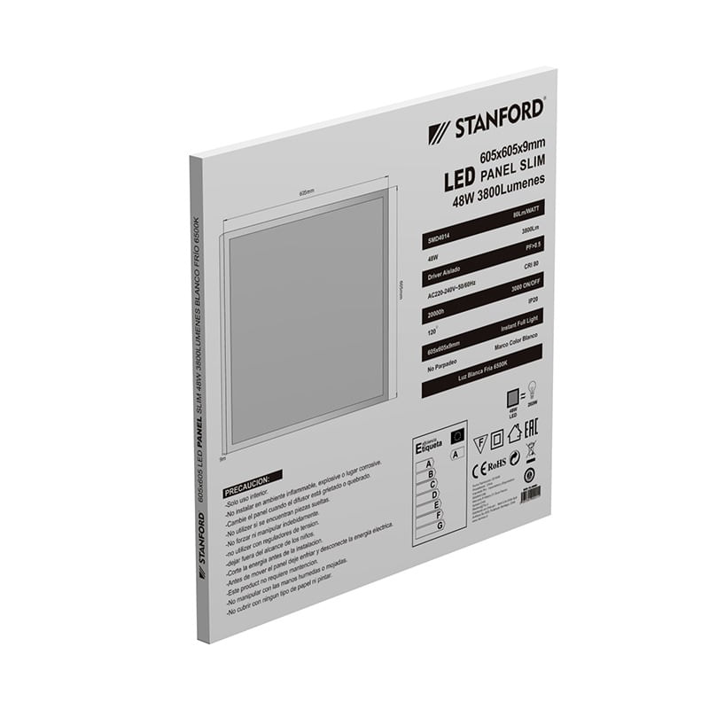 Panel Led Cuadrado 48W Sobrepuesto 605X605X38Mm 6500K Stanford