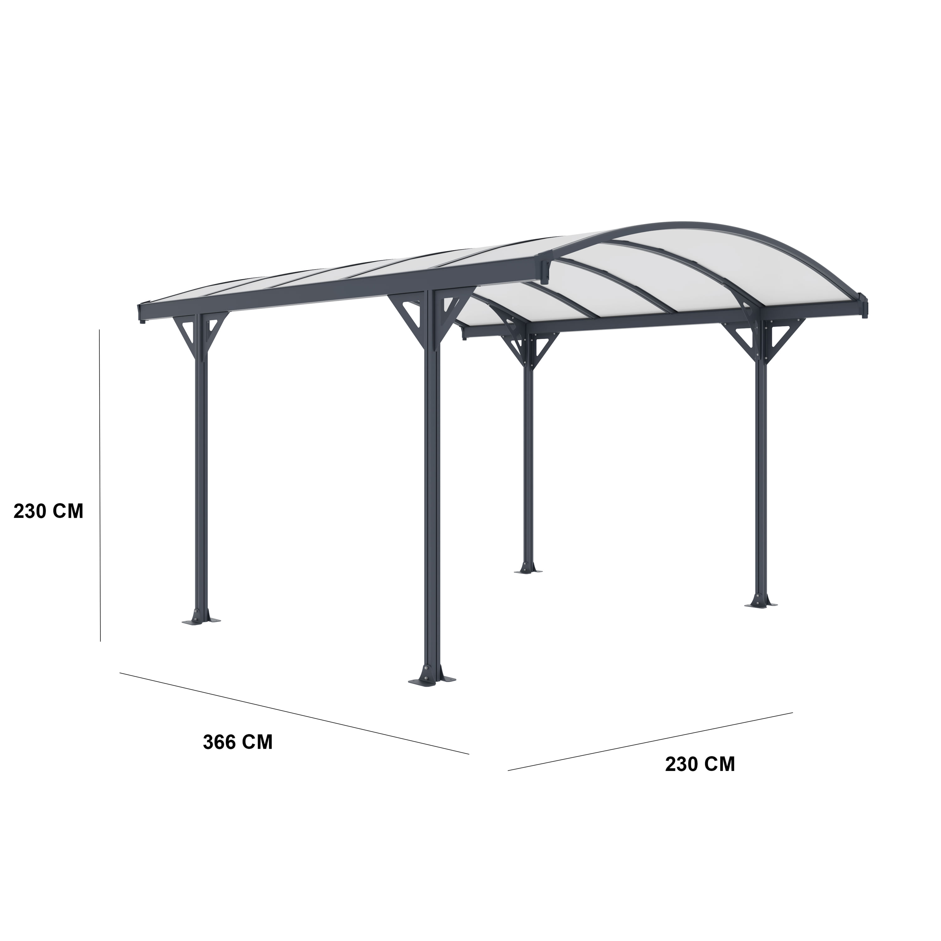 Pergola Para Auto Aluminio Gris 366X300X230Cm Bighouse