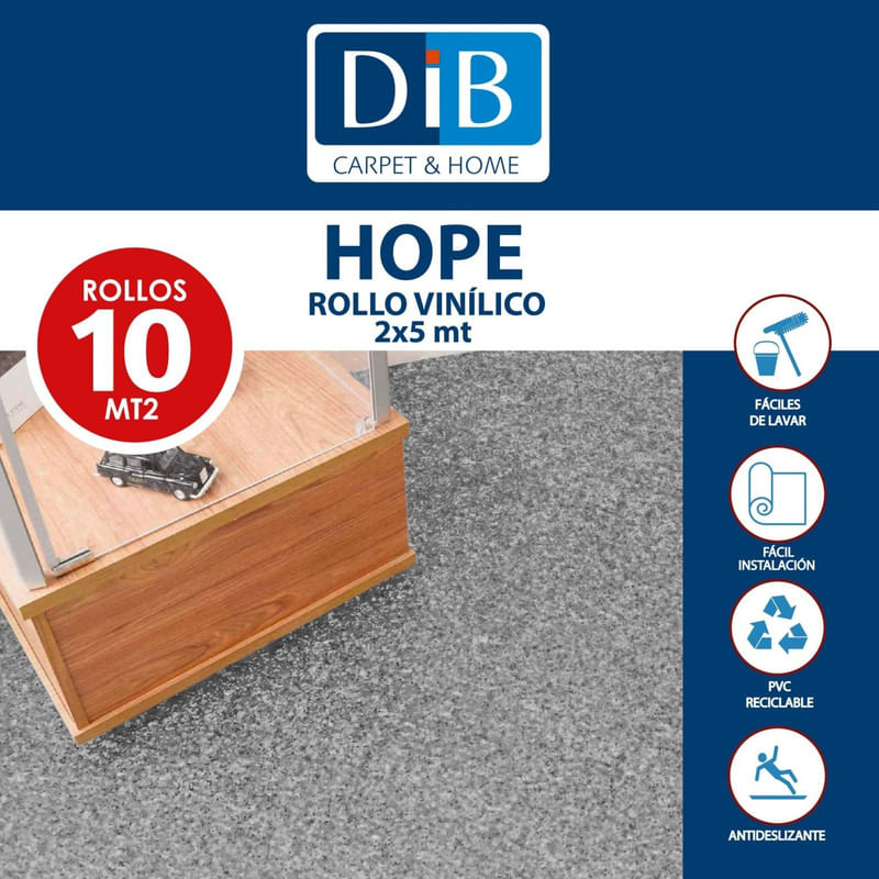 Piso Vinilico 0.7Mm 2X5Mt Hope 1005 Rollo 10M Dib