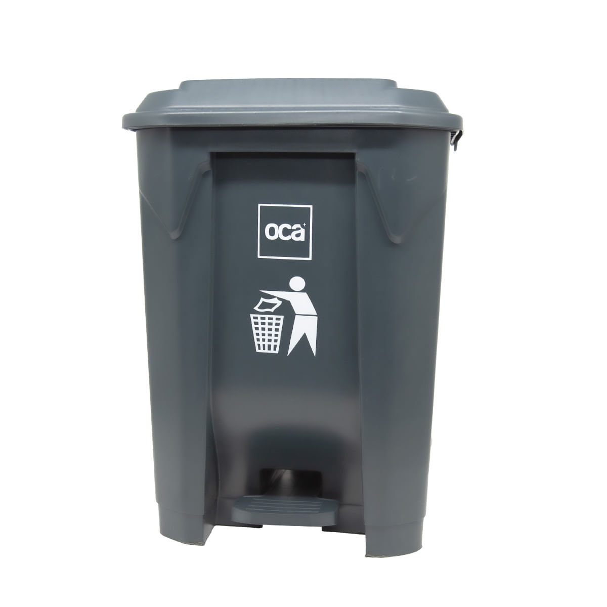 Basurero 50 Litros Con Tapa Y Pedal Gris