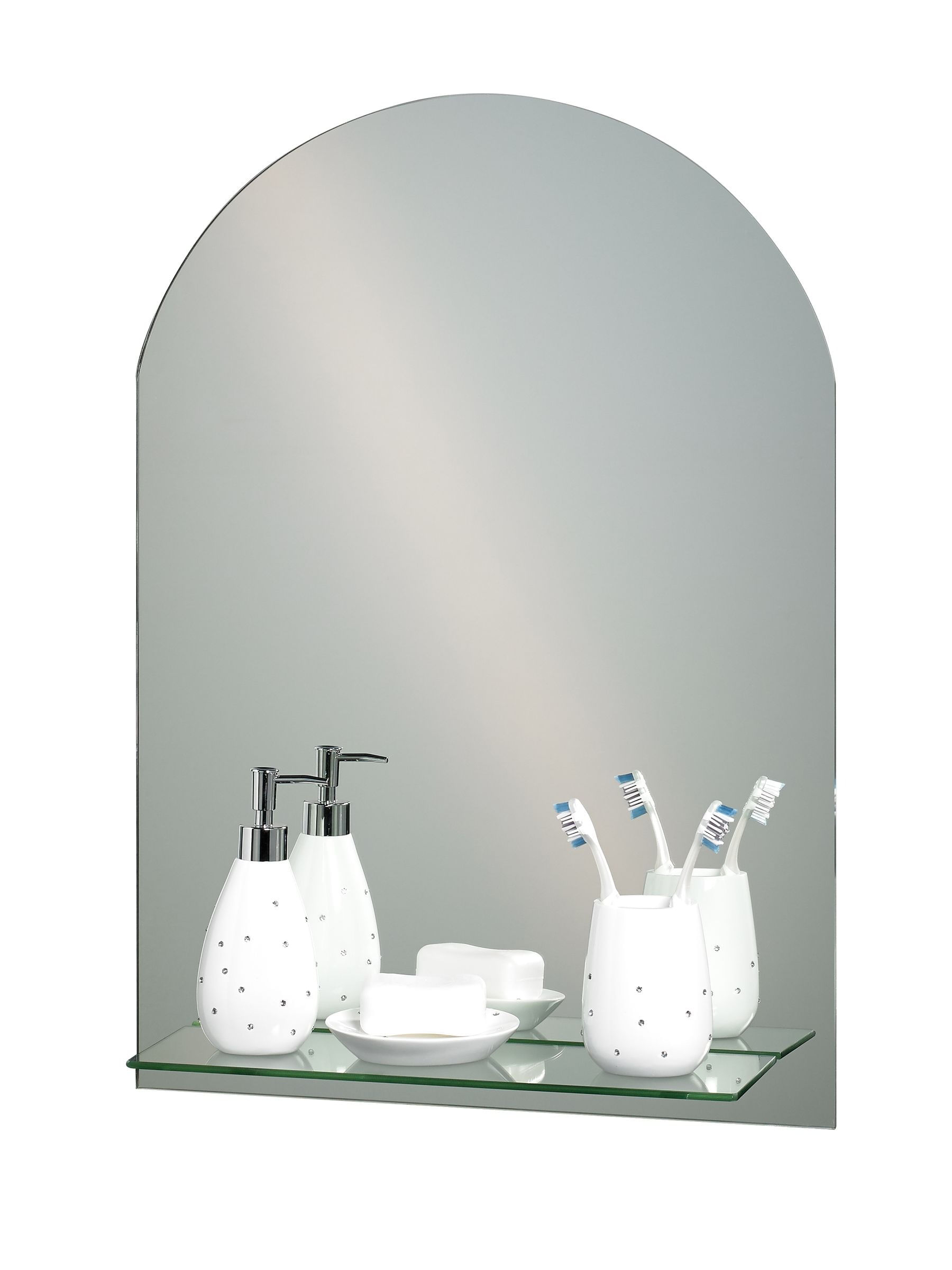 Espejo Para Baño Semi Ovalado Con Repisa 50X70 Plateado Casa Viva