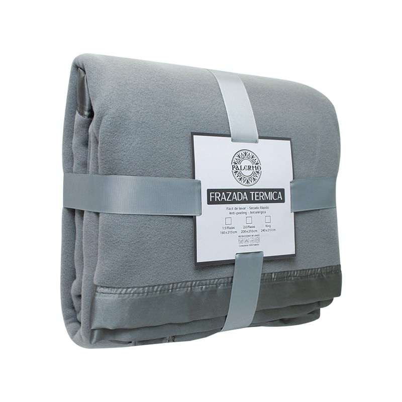 Frazada Termica 200X210Cm Gris Borde Raso Palermo